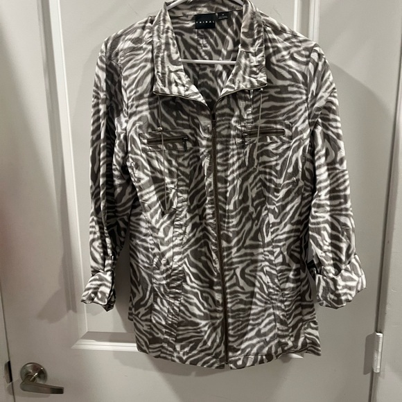 Tribal | Jackets & Coats | Tribal Zebra Print Utility Jacket Gray And ...